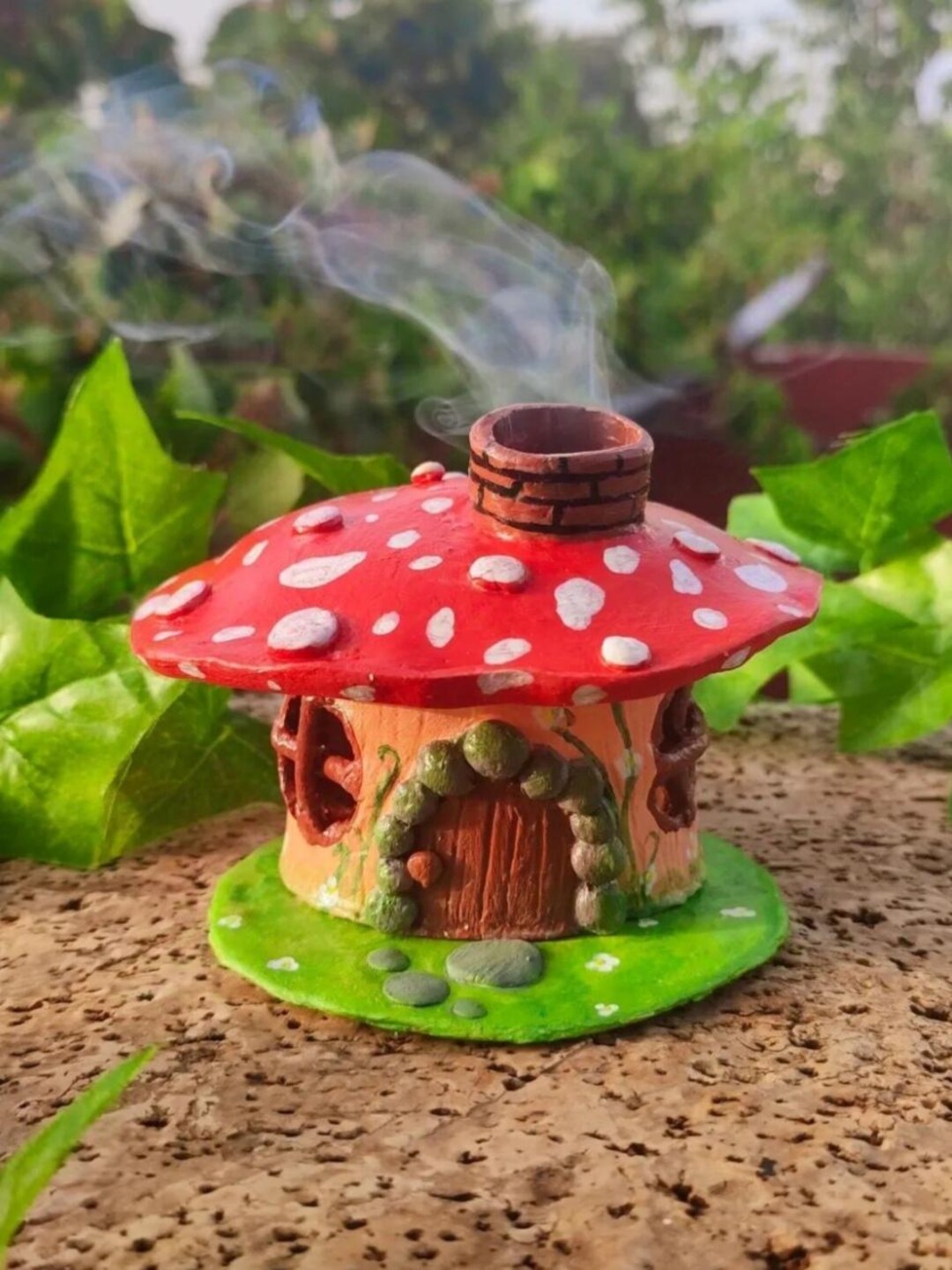 Mushroom House Incense Holder Cozy Clay Mushroom - Etsy
