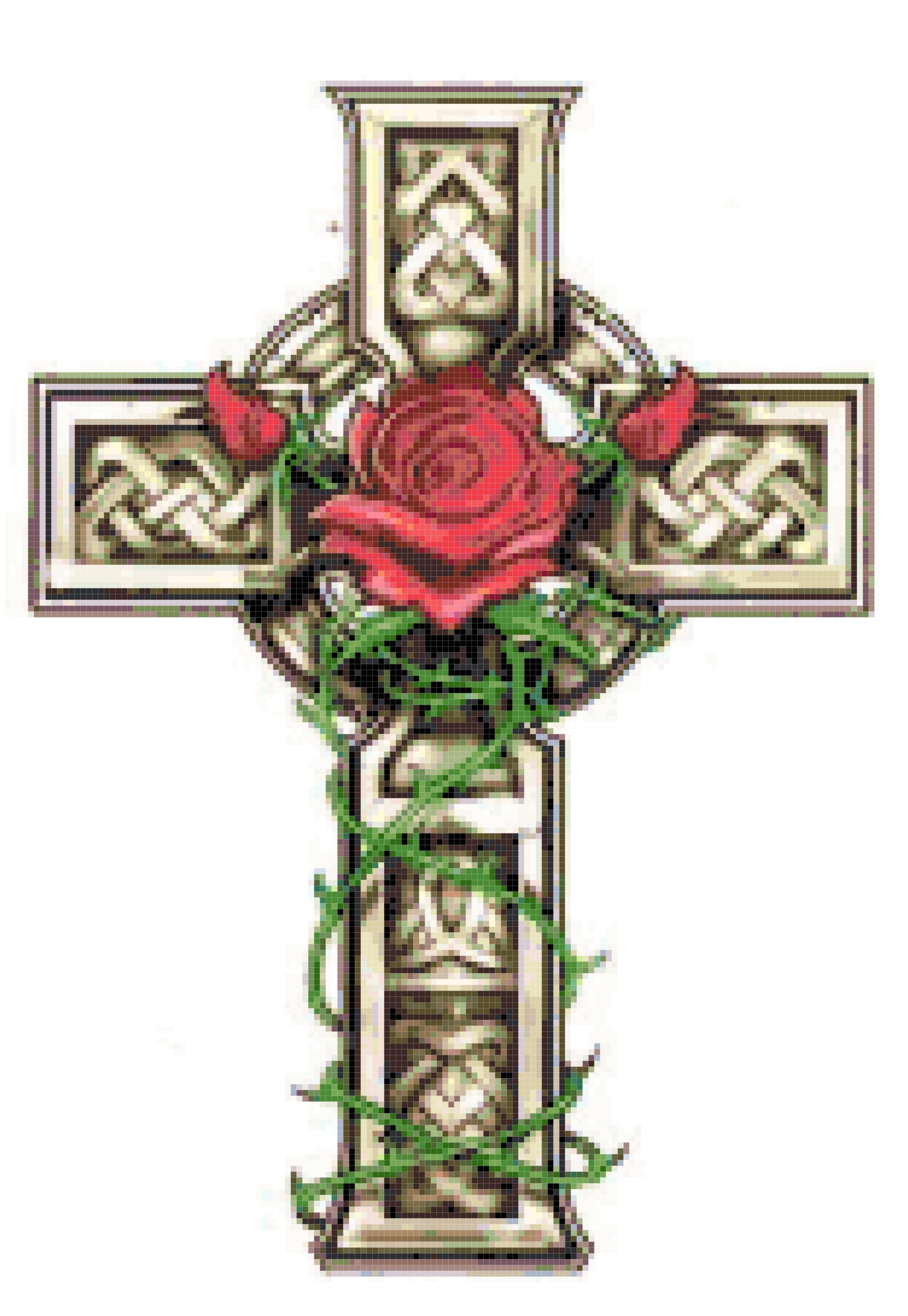 Celtic Cross With Rose and Vines Cross Stitch Pattern - Etsy