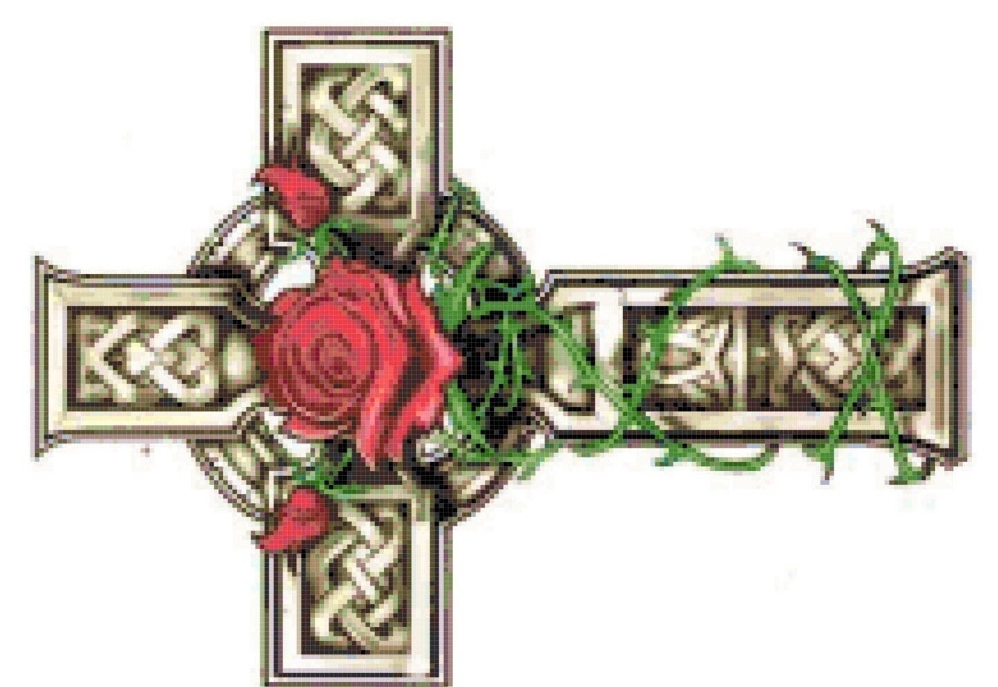 Celtic Cross With Rose and Vines Cross Stitch Pattern - Etsy