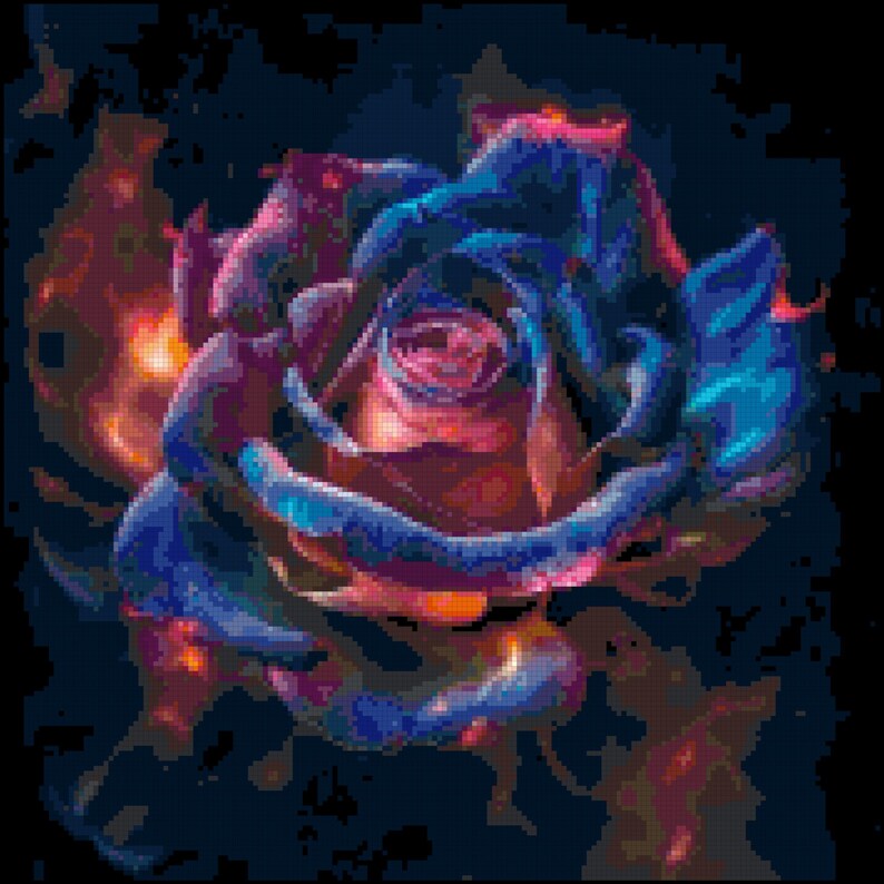 Fiery Hypnotic Rose Cross Stitch Pattern - Downloadable PDF (176 X 176 ...