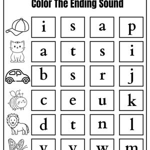 Ending Sounds Activity Worksheets - Fun and Educational- - Etsy