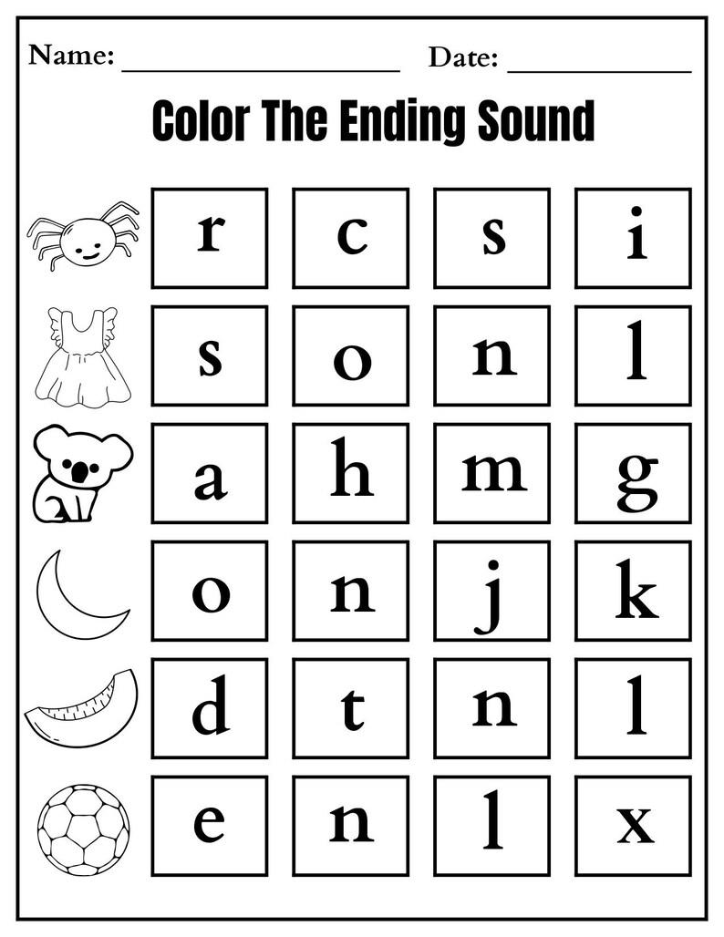 Ending Sounds Activity Worksheets - Fun and Educational- - Etsy