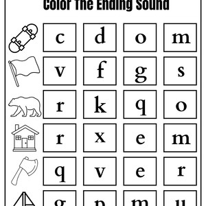 Ending Sounds Activity Worksheets - Fun and Educational- - Etsy