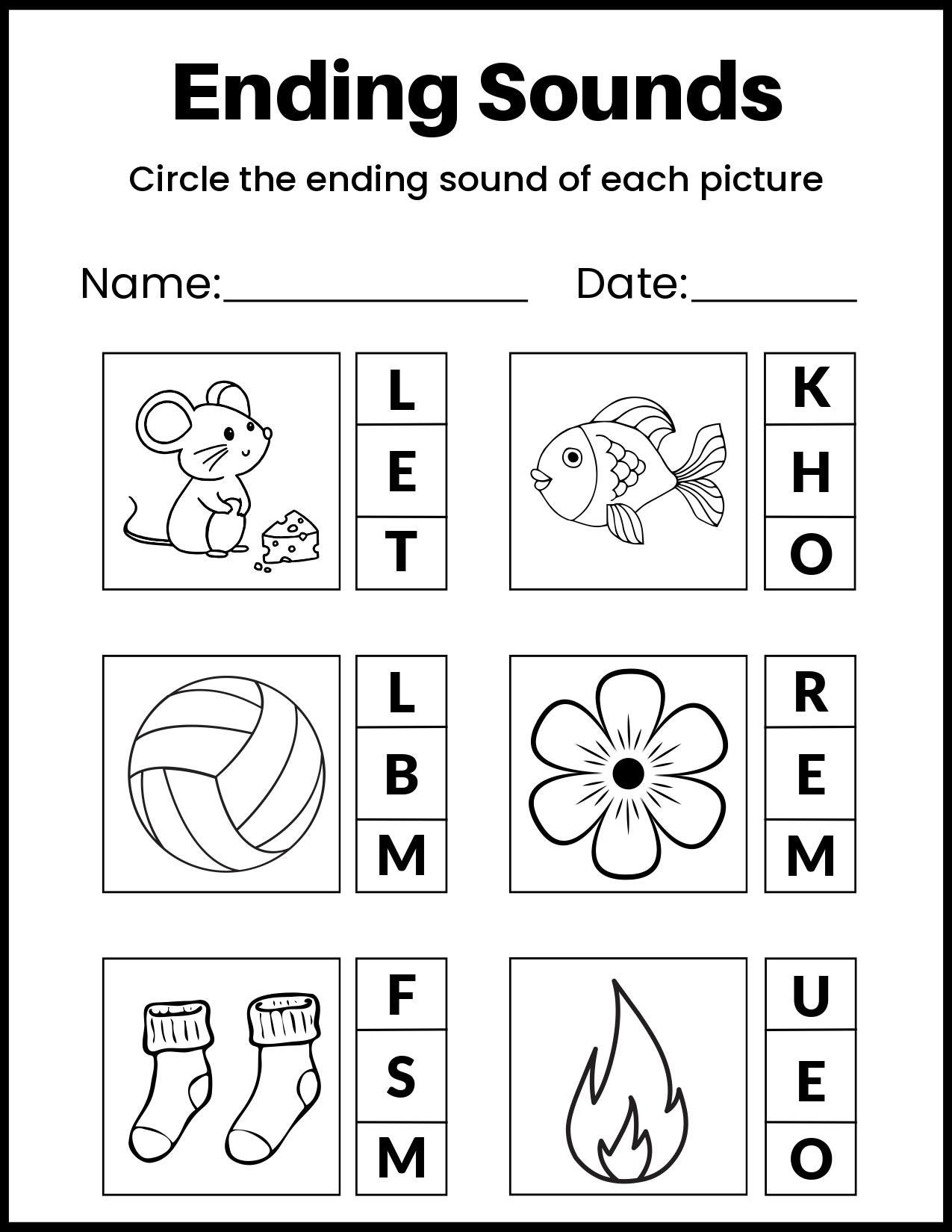 Ending Sounds Activity Worksheets Fun and Educational - Etsy