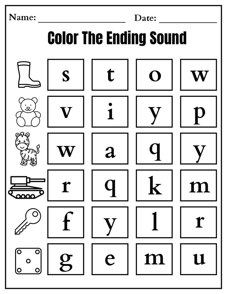 Ending Sounds Activity Worksheets - Fun and Educational- - Etsy