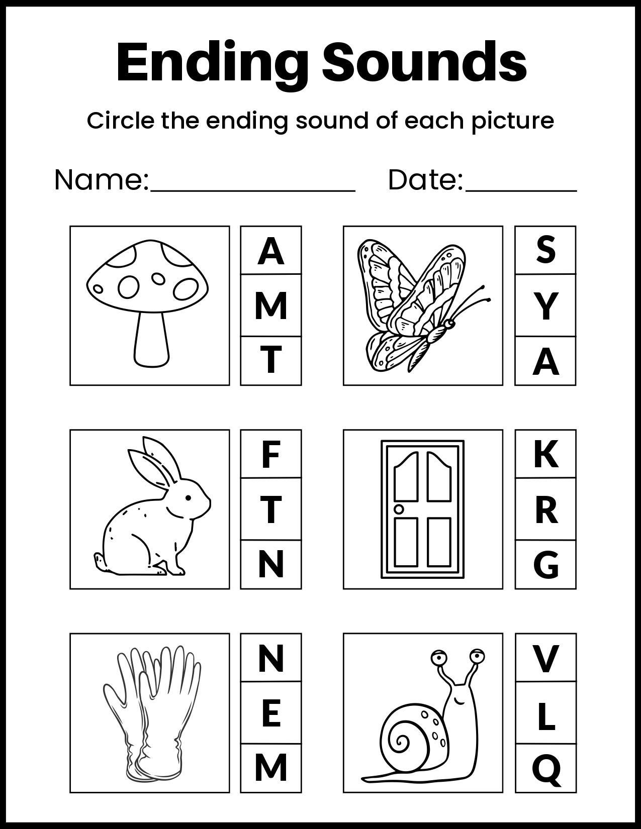 Ending Sounds Activity Worksheets Fun and Educational - Etsy