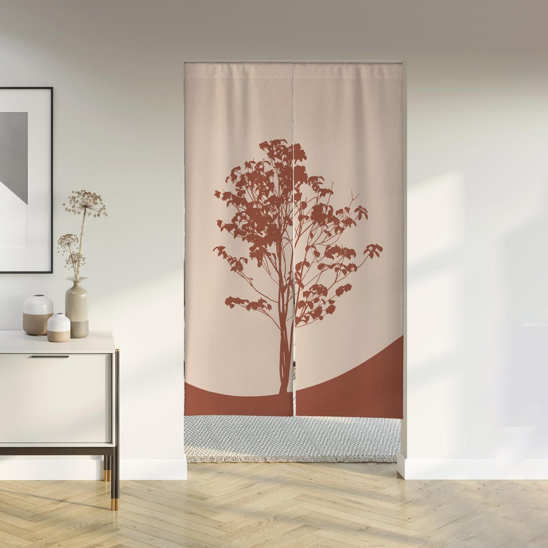 Tree Noren Door Curtain With Velcro/rod Pocket, Japanese Curtain for ...
