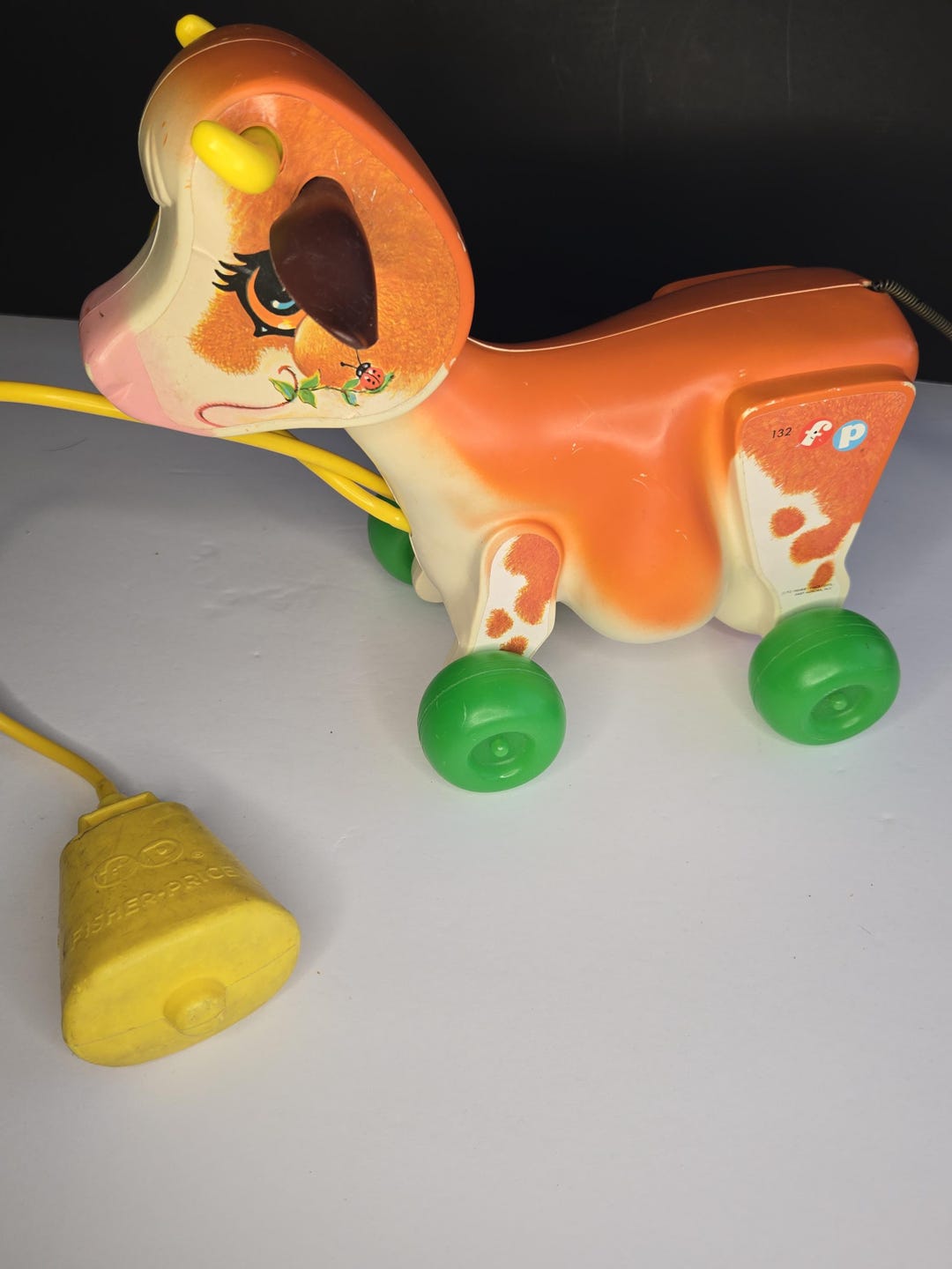 Vintage 1972 Fisher Price Cow Pull Toy - Etsy