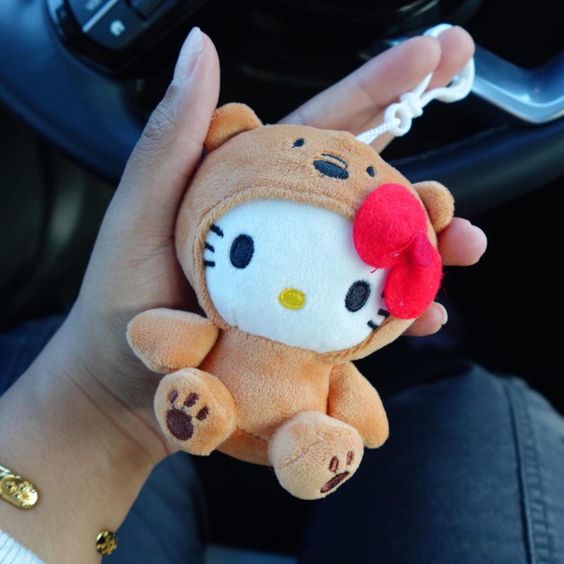Mini Teddy Hello Kitty Bag Charm/ Keychain/ Hanging Car Ornament - Etsy