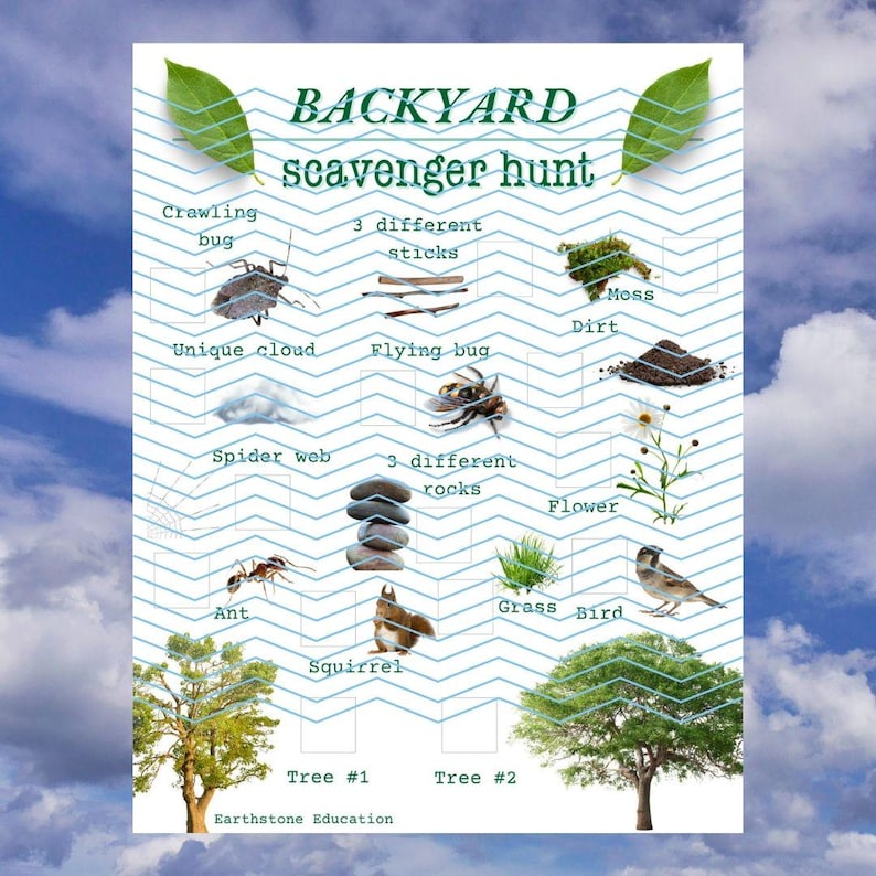 Backyard Scavenger Hunt, Outdoor Activities, Earth Education, Instant ...