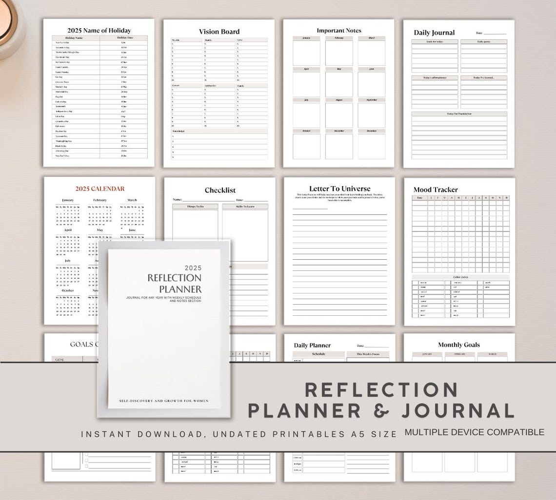 Daily Reflection Planner, Gratitude Journal, Mindfulness Tracker, Self ...