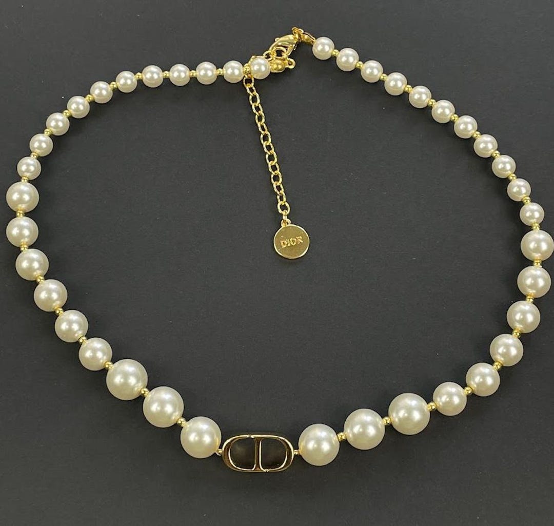 Vintage Christian Dior Chain Necklace With Pearls - Etsy