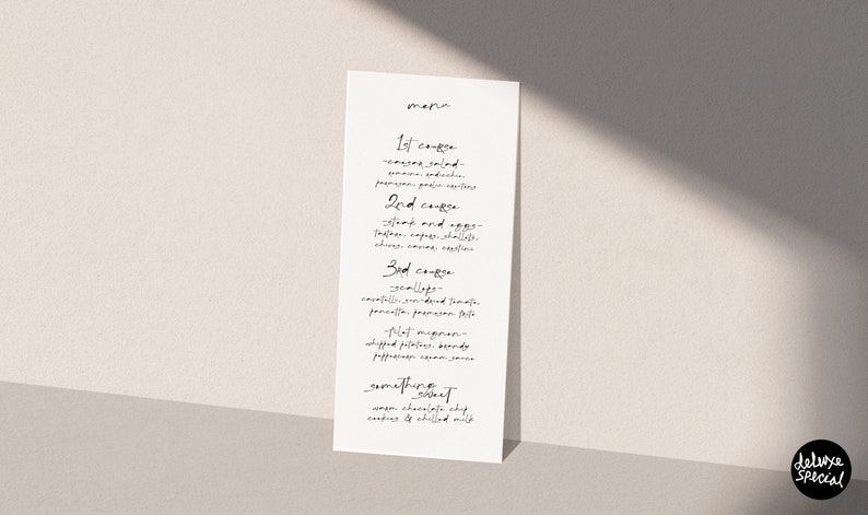 Customized Wedding Dinner Menu Digital Download Printable Reception ...