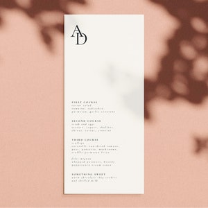 DIY Wedding Dinner Menu Card Template Printable Wedding Sign Black ...