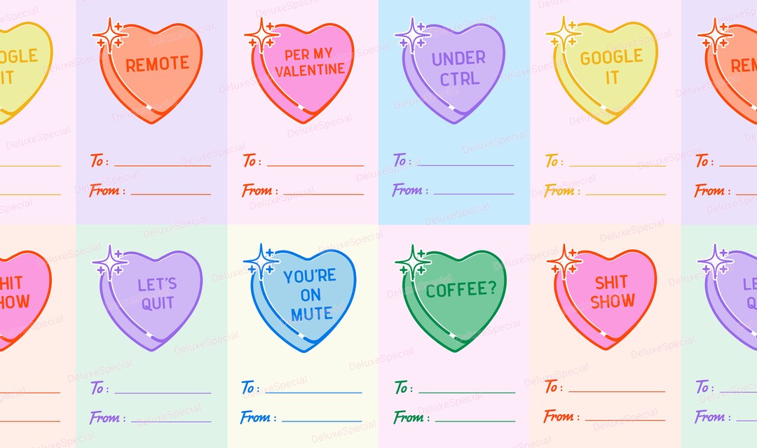 Coworker Valentines PDF Bundle Funny Coworker Valentine Card Retro ...