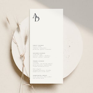 DIY Wedding Dinner Menu Card Template Printable Wedding Sign Black ...