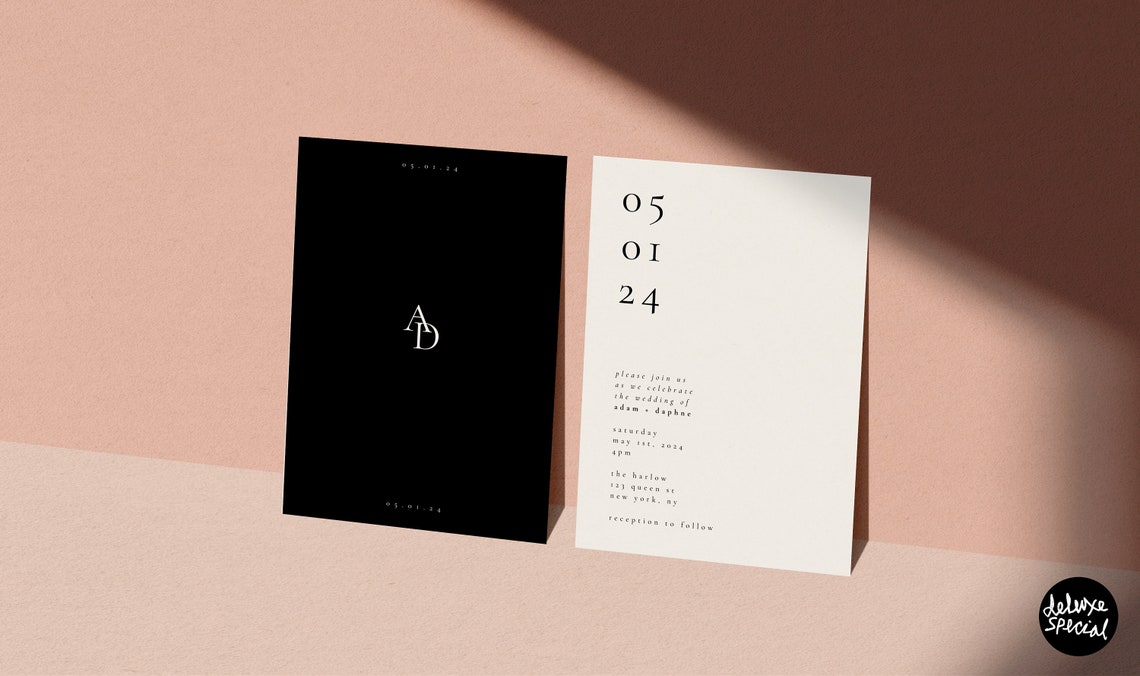 DIY Wedding Invitation Template Digital Download Black and White ...