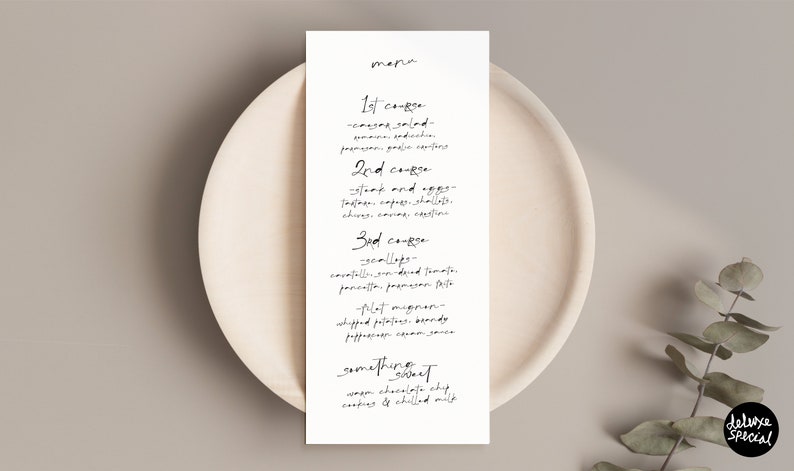 Customized Wedding Dinner Menu Digital Download Printable Reception ...