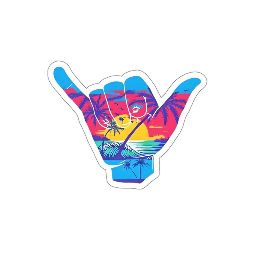 SHAKA Tropical Vibes Stickers - Shaka Hand Design, Beach Decor, Laptop ...