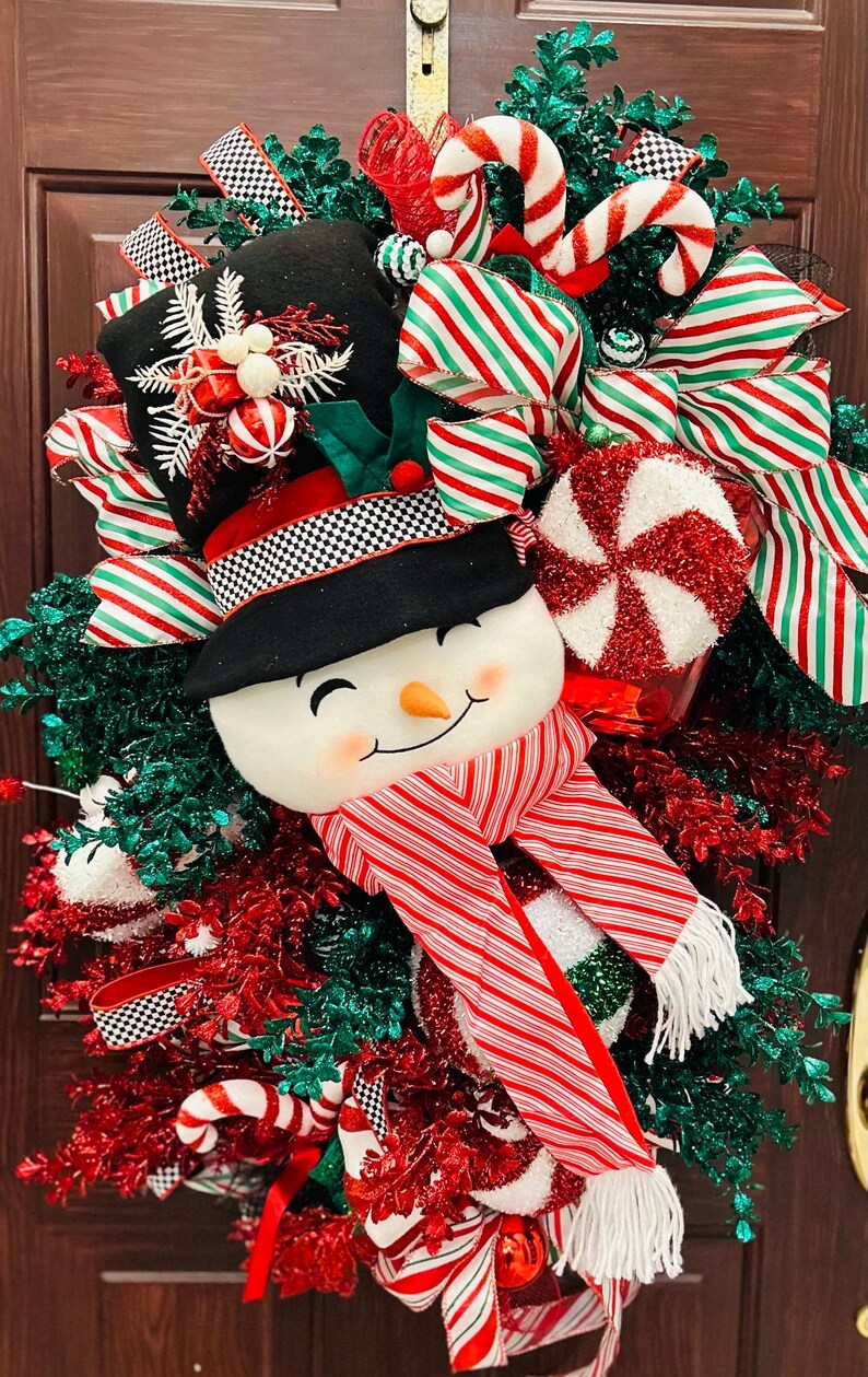 Christmas Teardrop Swag Snowman, Red and Green Snowman, Extra Large ...