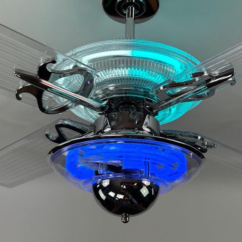 TURQUOISE & SNOW WHITE Neon Ceiling Fan - Etsy