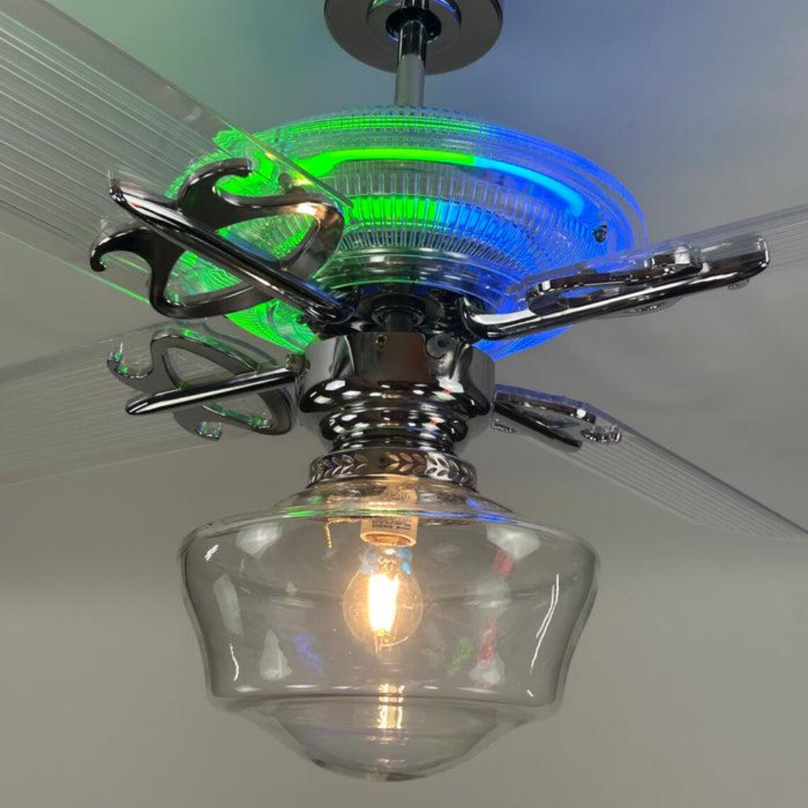 GREEN & BLUE Neon Ceiling Fan - Etsy