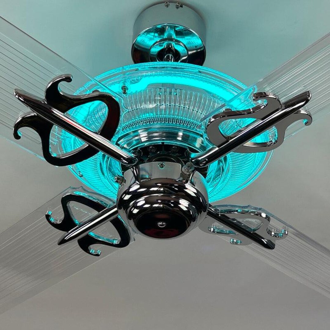 TURQUOISE Neon Ceiling Fan - Etsy
