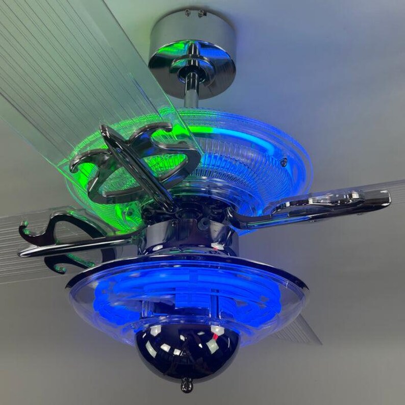 GREEN & BLUE Neon Ceiling Fan - Etsy