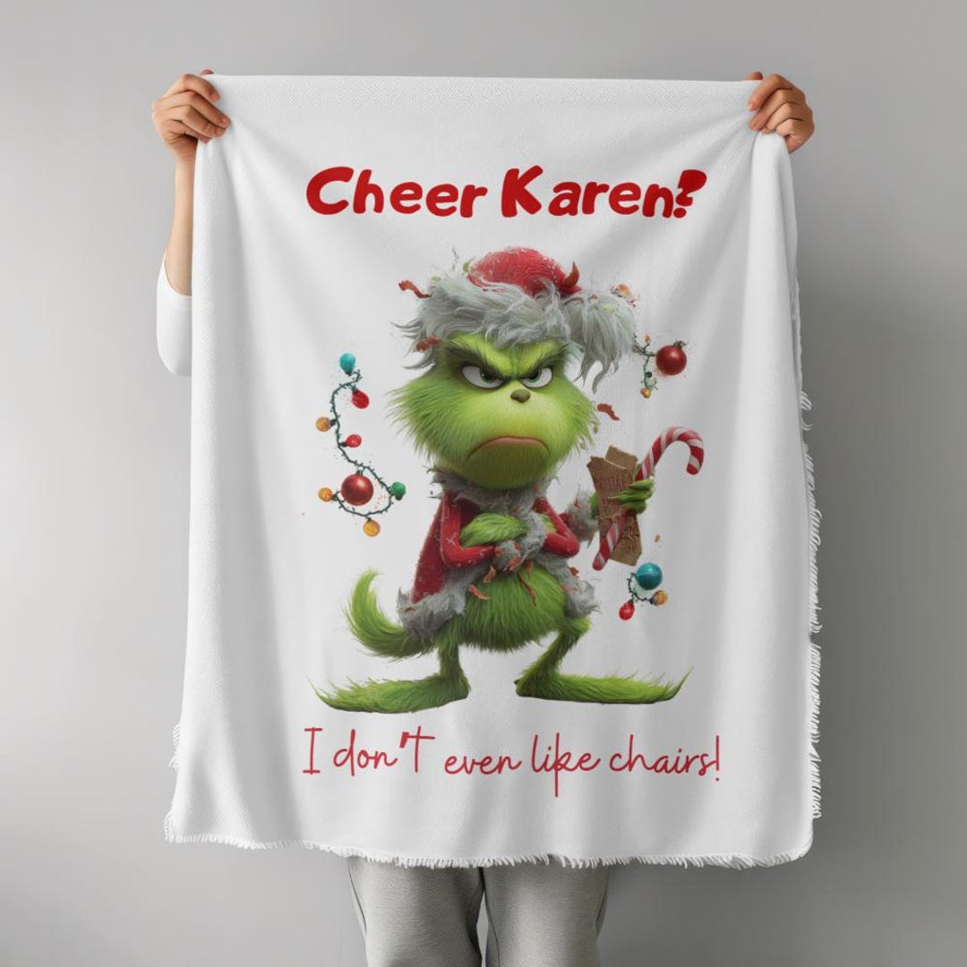 Grumpy Grinch Santa Cheer Personalized Velveteen Plush Blanket ...