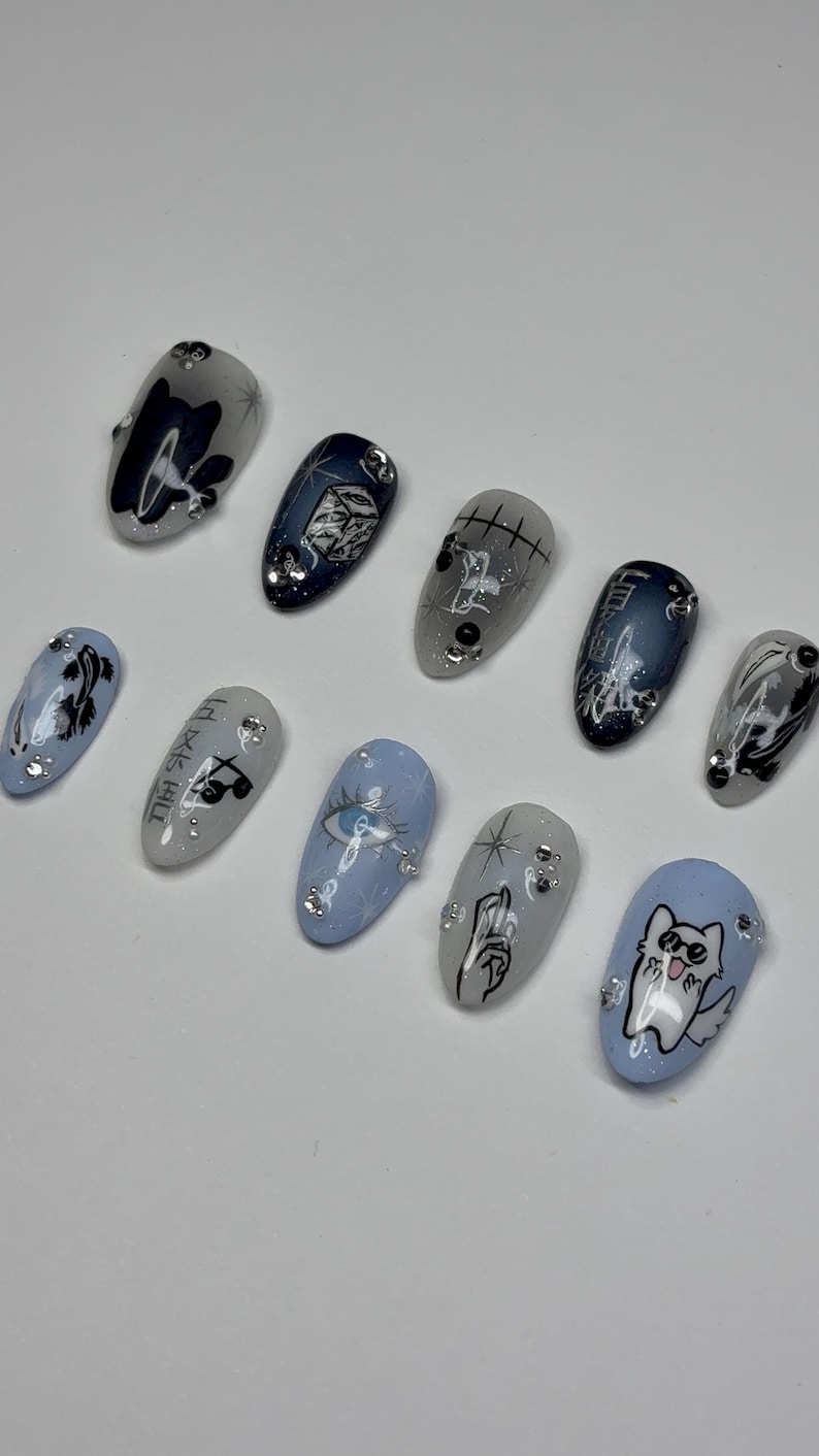 Gojo & Geto Inspired Press on Nails – Jujutsu Kaisen Anime Nails | Hand ...