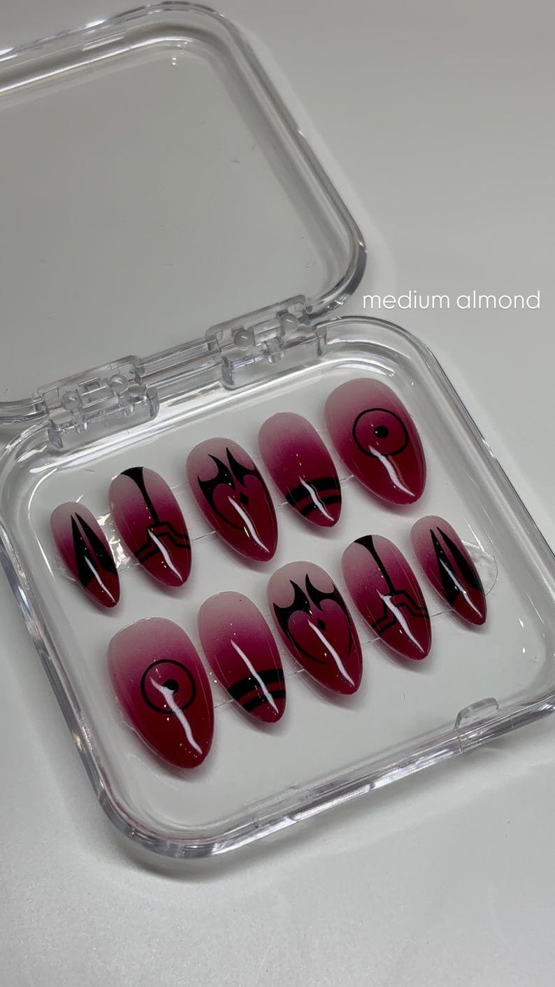 Sukuna Inspired Press on Nails – Jujutsu Kaisen Anime Nails | Hand ...