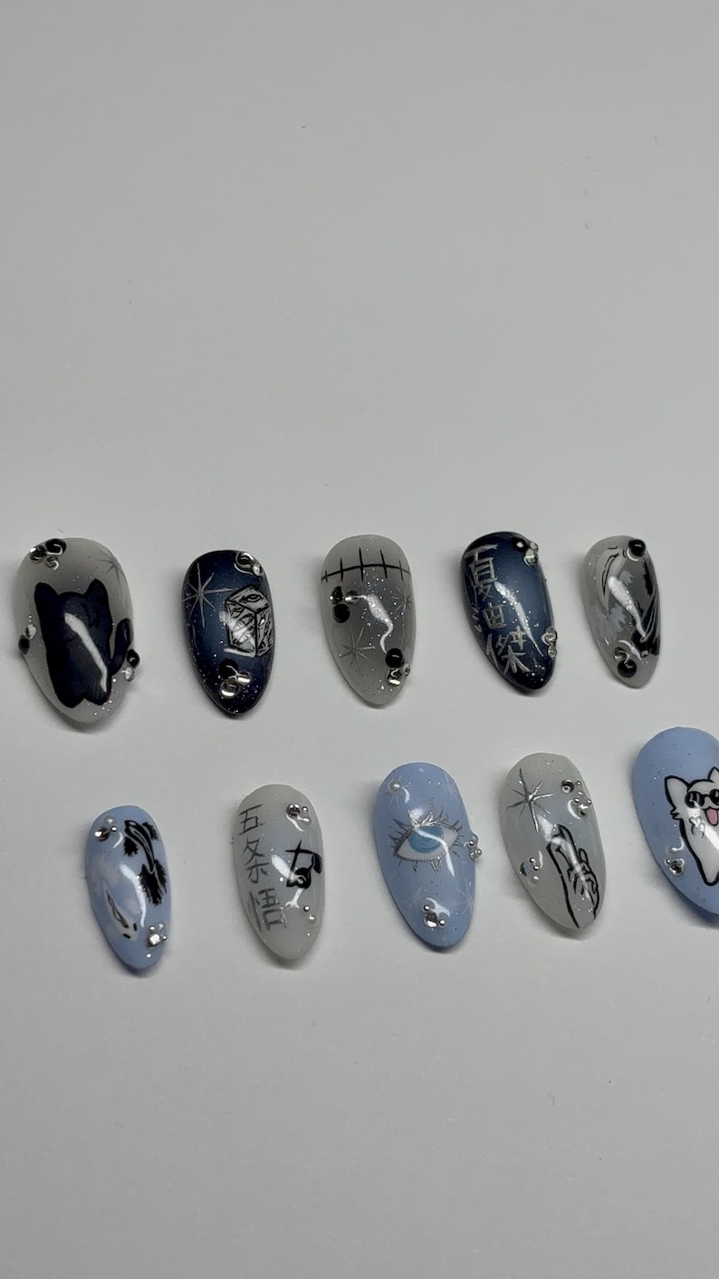 Gojo & Geto Inspired Press on Nails – Jujutsu Kaisen Anime Nails | Hand ...