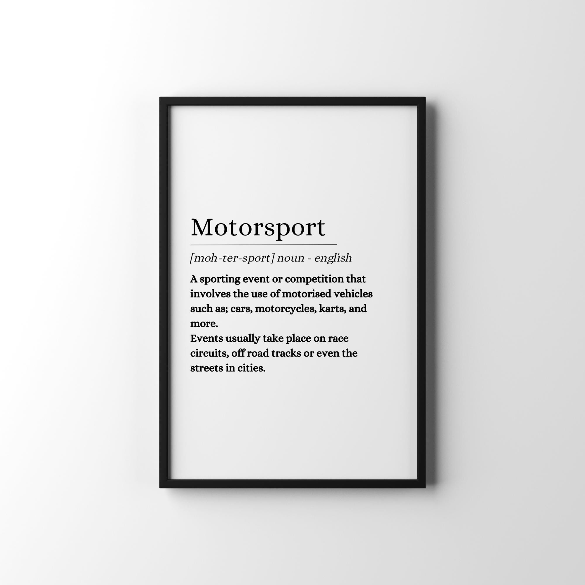 Motorsport Definition Digital Art Print - Minimalist Racing Wall Art ...