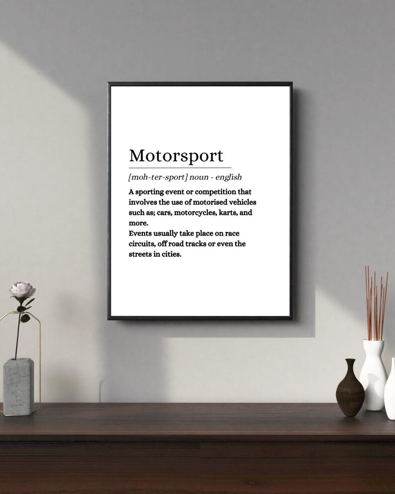 Motorsport Definition Digital Art Print - Minimalist Racing Wall Art ...