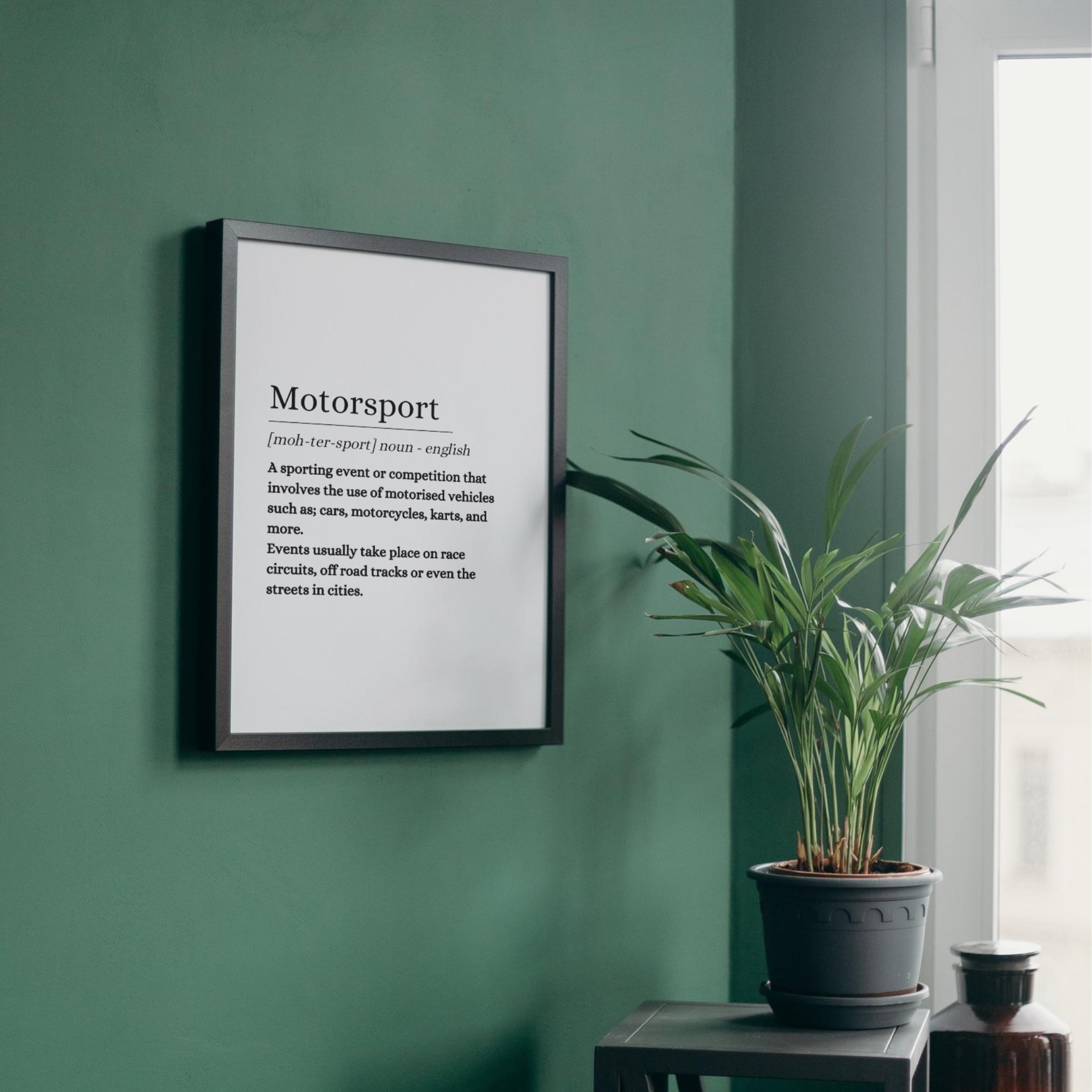 Motorsport Definition Digital Art Print - Minimalist Racing Wall Art ...