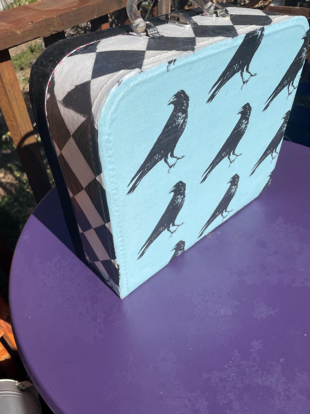 Vintage Small Suitcase Fun Decor Storage New Wave Goth Funky Crows ...