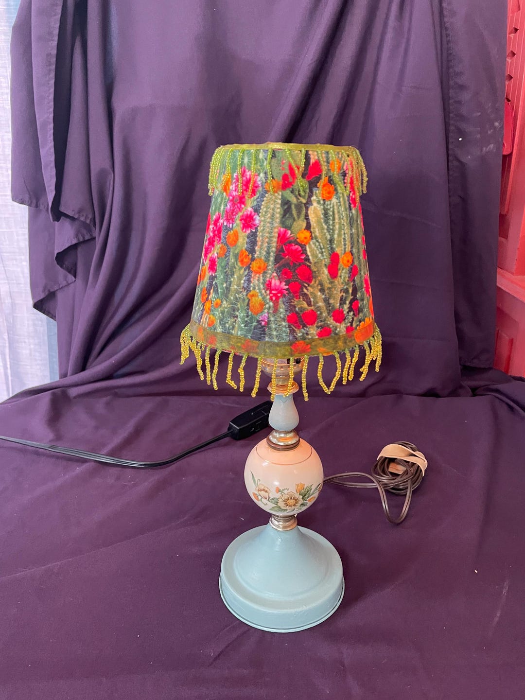 Vintage 1960's Upcycled Table Lamp Custom Shade Lightweight - Etsy