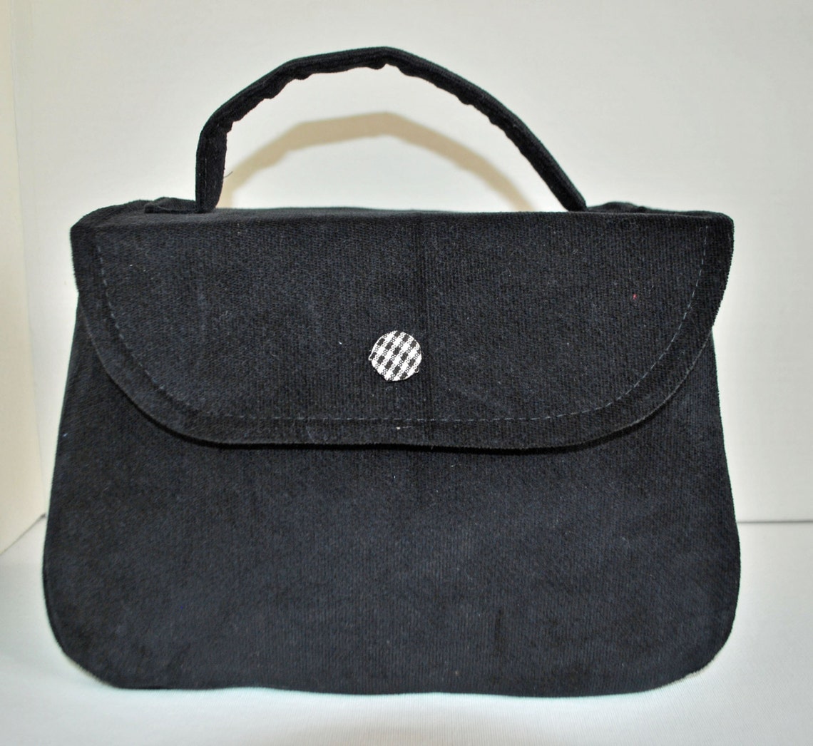 Black and Plaid Purse w/matching Accent Button Snap Closure | Etsy