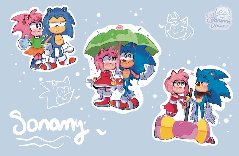 SONAMY STICKER SHEET !! 5x7” Vinyl Sonic Stickers !! - Etsy