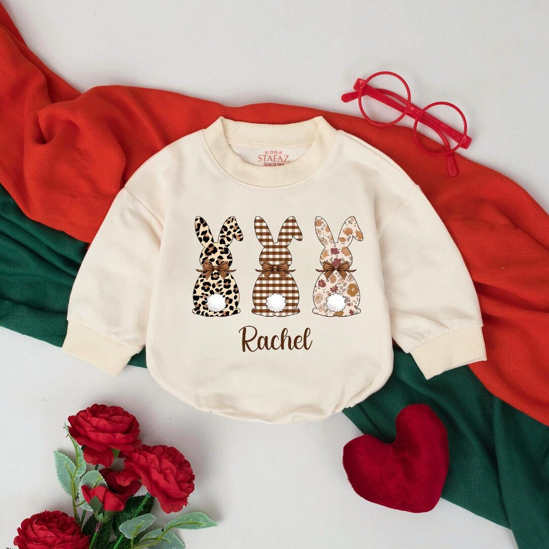 Personalized Easter Bunny Romper, Rabbit Lover Baby Bodysuit, Easter ...