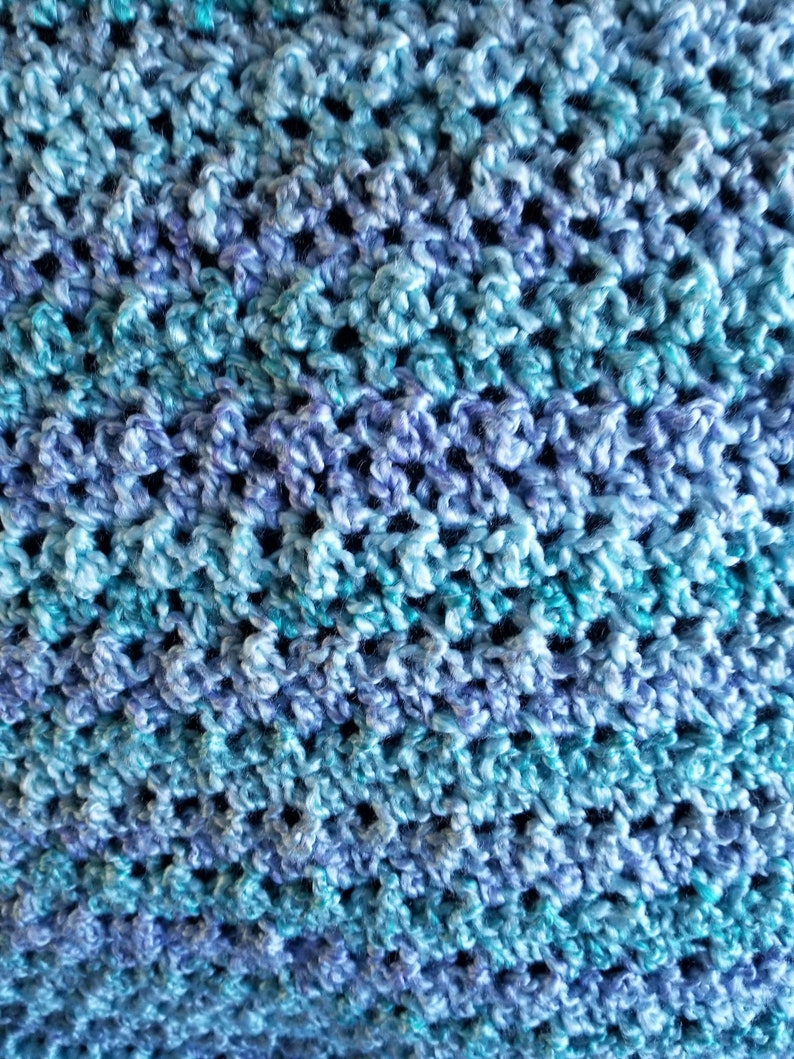 Aqua/periwinkle Afghan, Throw Blanket, Sofa Throw, Crocheted Blanket ...