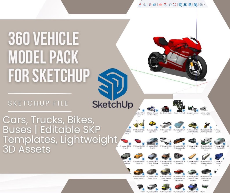 360 Vehicle Models Pack for Sketchup | Cars, Trucks, Bikes, Buses ...