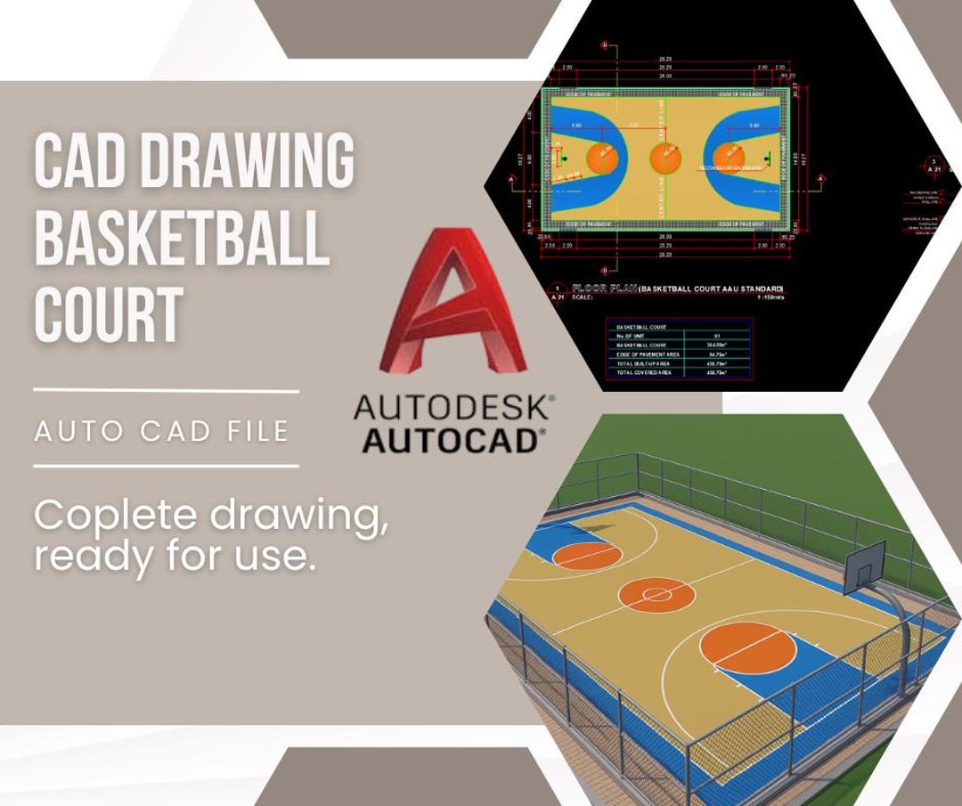 Basketball Court CAD Drawing | 2D Autocad DWG File - Etsy