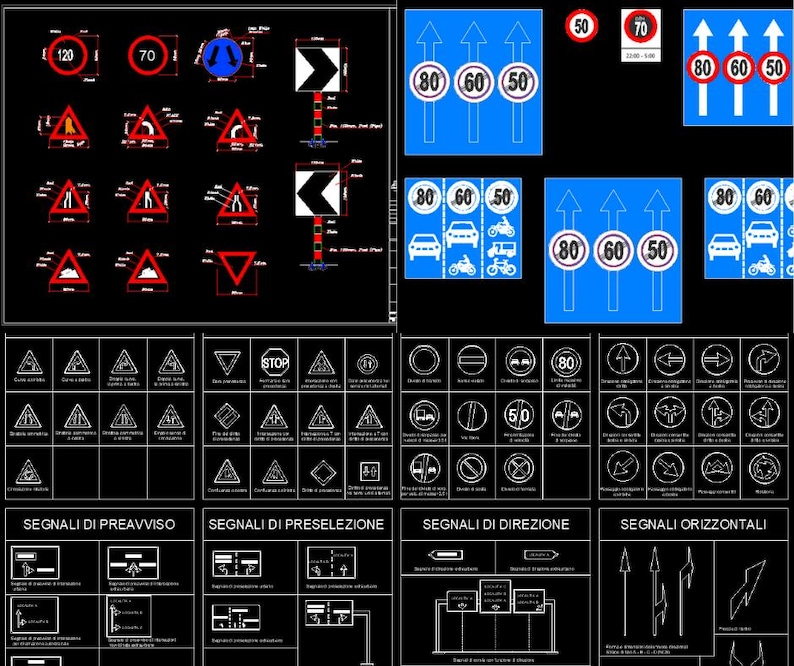 500+ Road Signs CAD Blocks: Autocad DWG Traffic Symbols - Etsy