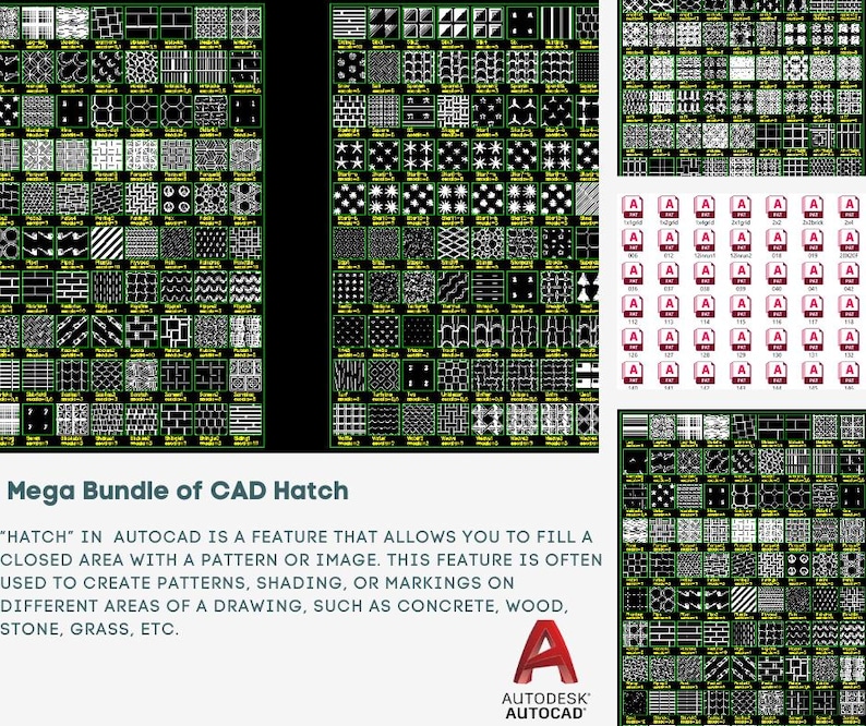 Autocad Hatch Patterns: 2960+ DWG & PAT Files (digital Download) - Etsy