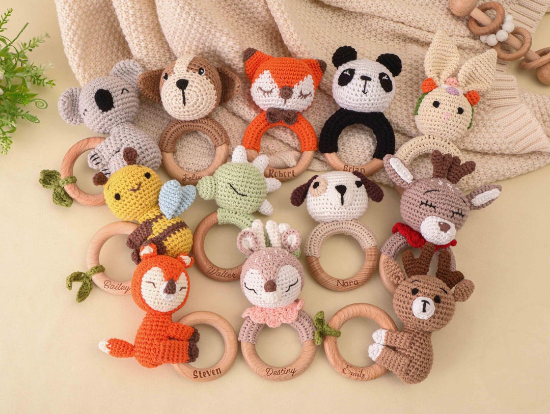 Personalized Animal Crochet Rattle, Handmade Crochet Baby Rattle,custom ...