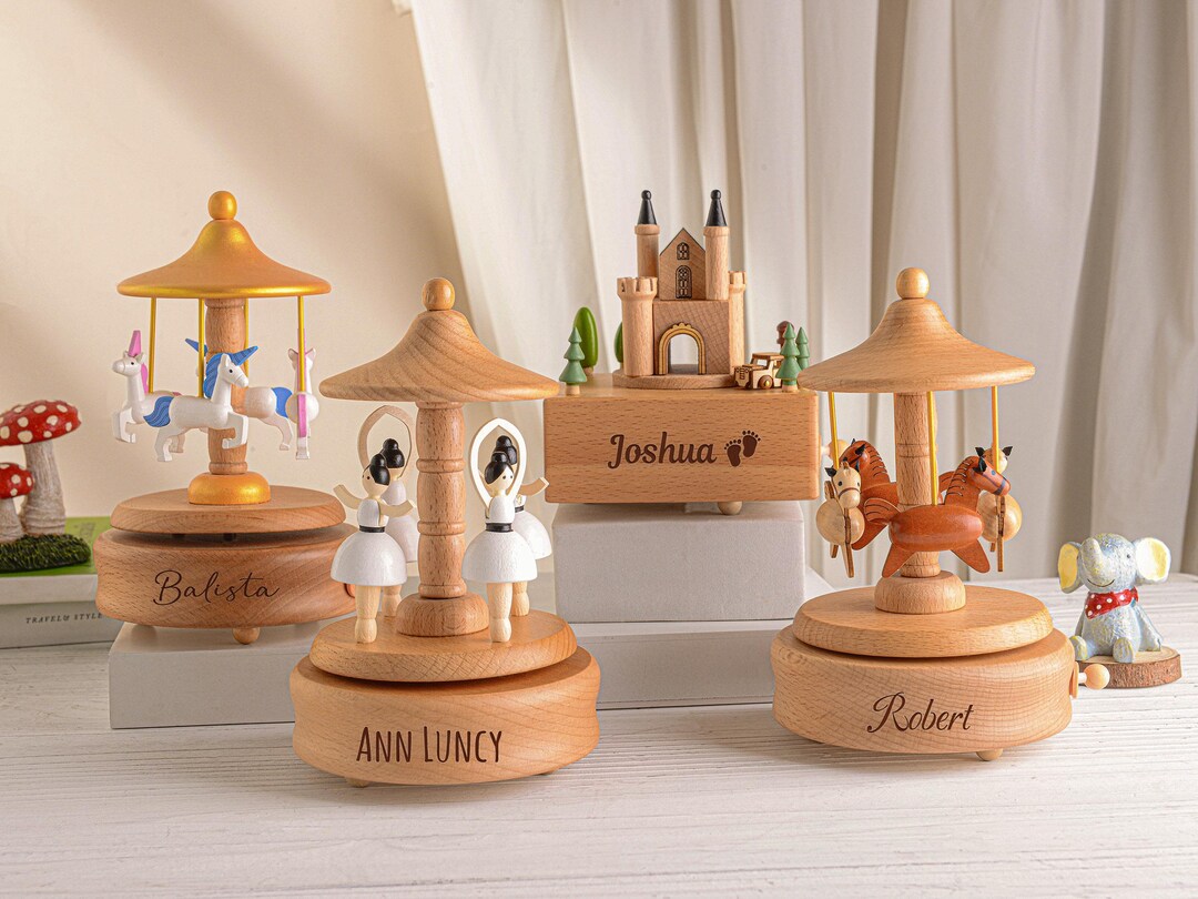 Personalized Engraved Wooden Music Box, Ballerina Carousel Music Box ...