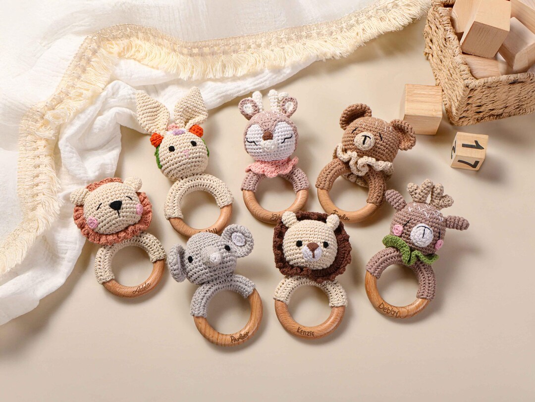 Personalized Baby Rattle With Name,custom Crochet Rattle,engraved ...