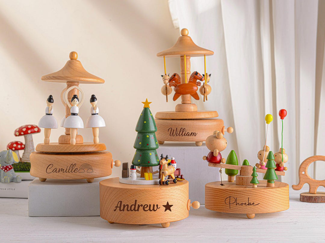 Engraved Name Wooden Music Box, Custom Train Music Box, Keepsake Gift ...