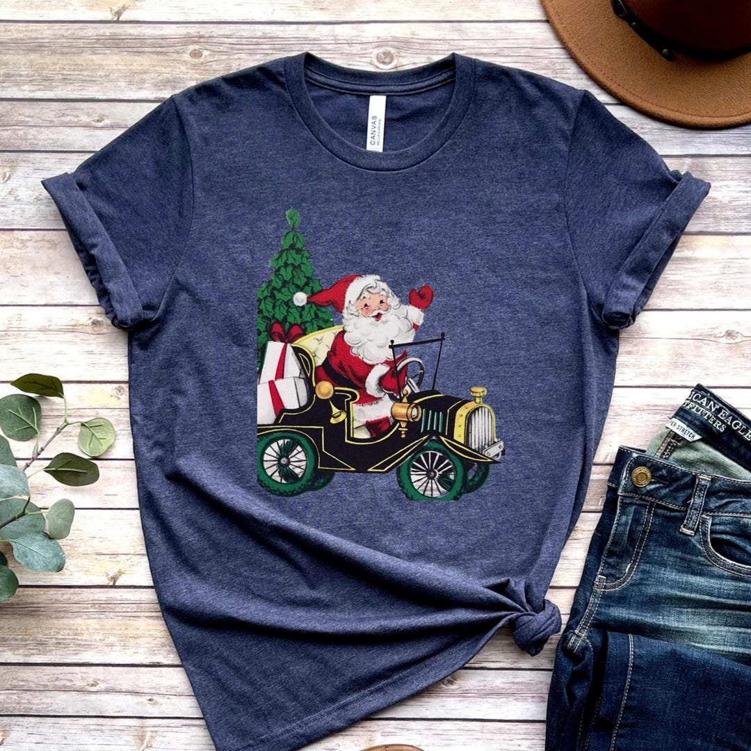 Santa Retro Christmas T-shirts Sweatshirts for Women Pink Christmas ...